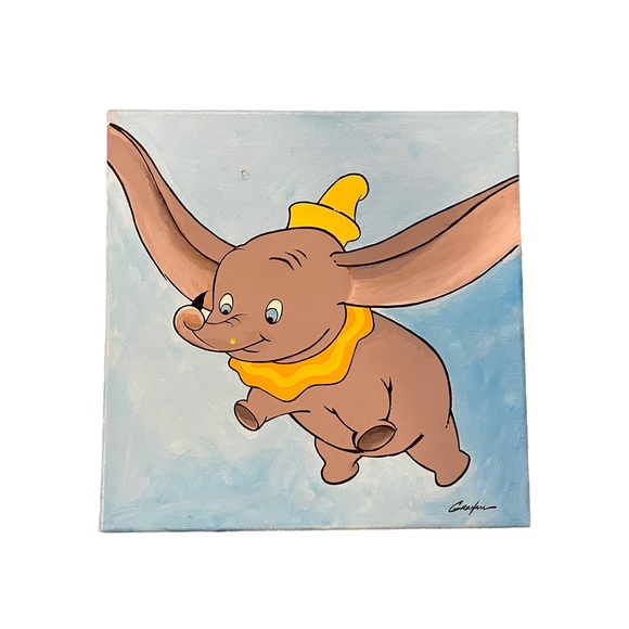 Art | Disney Kevin Graham Flying Dumbo Painting | Poshmark